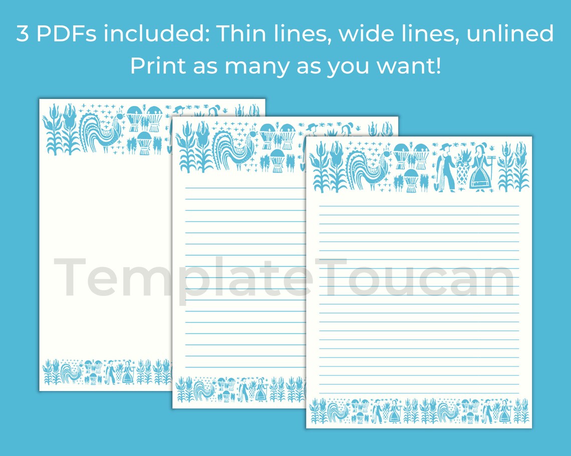 Printable Pyrex-inspired Stationery | Butterprint Blue Pyrex Pattern ...