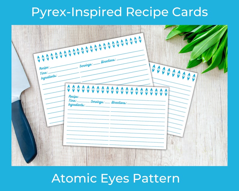 Atomic Eyes Pyrex-inspired Recipe Cards | PRINTABLE Recipe Cards 3x5 ...