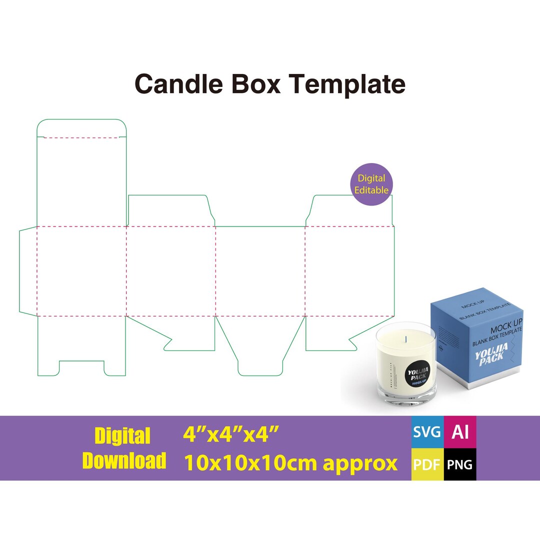 DIY Custom Candle Box Template, 4x4x4inch - Etsy