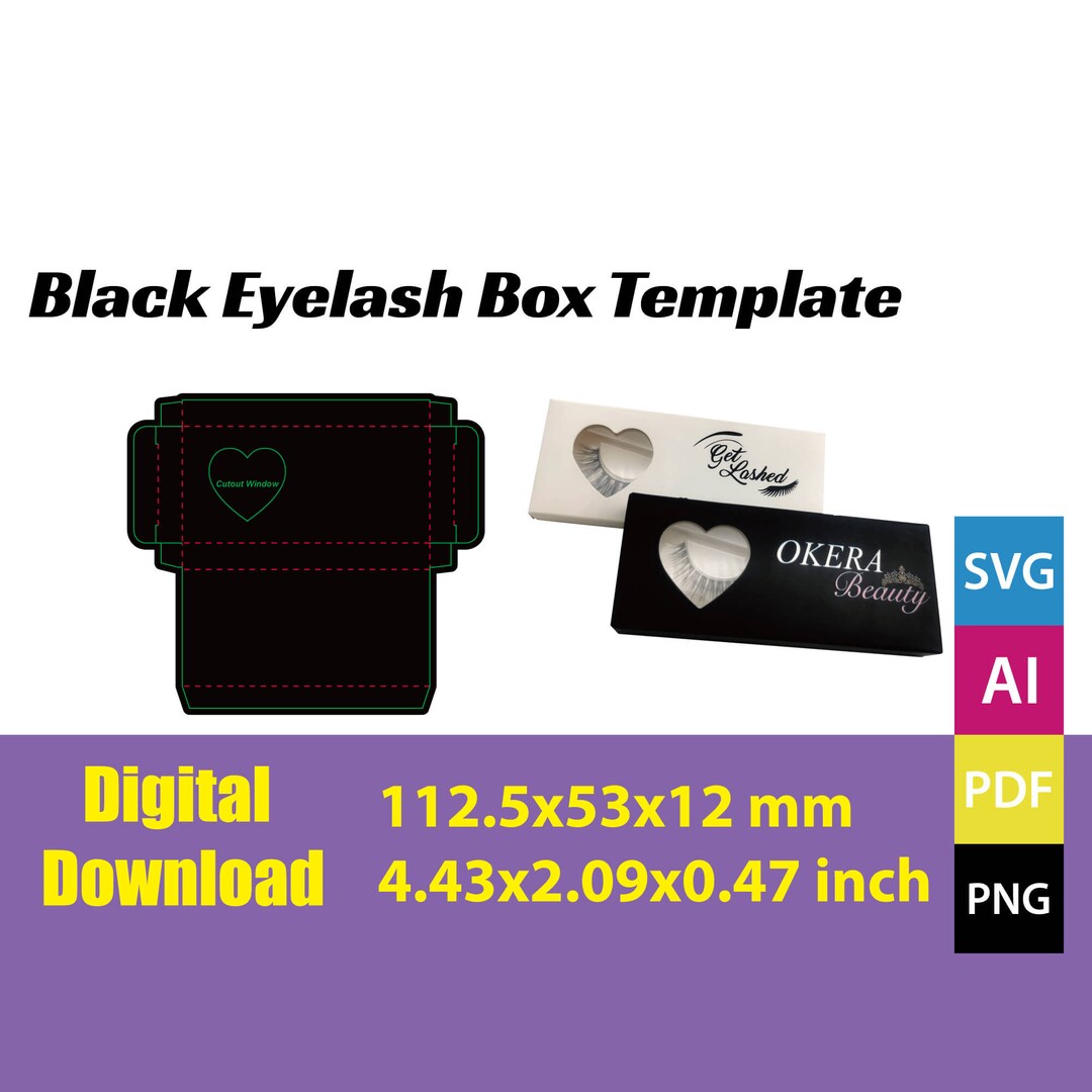 DIY Eyelash Box Template, Svg, Ai, Pdf, Png, 112.5x53x12mm - Etsy