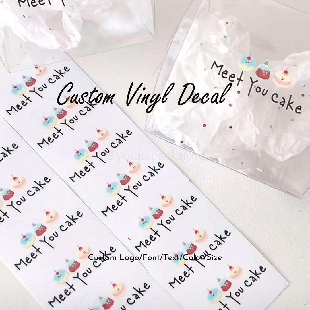 5x3cm, Custom Vinyl Decal Logo for Cake Holder, Personalized ...
