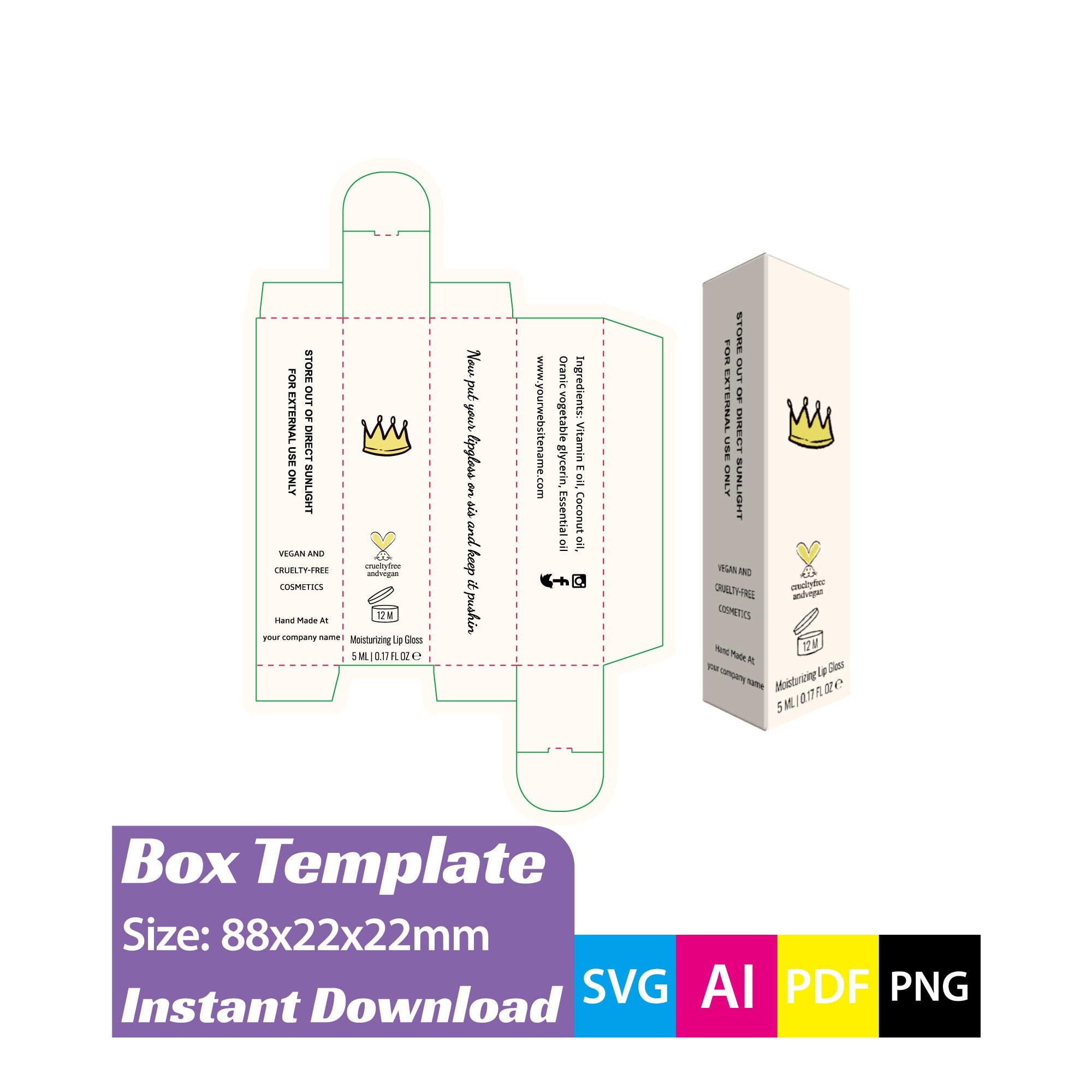 DIY Custom Box Template for Lip Gloss/lipstick Die Cut File - Etsy