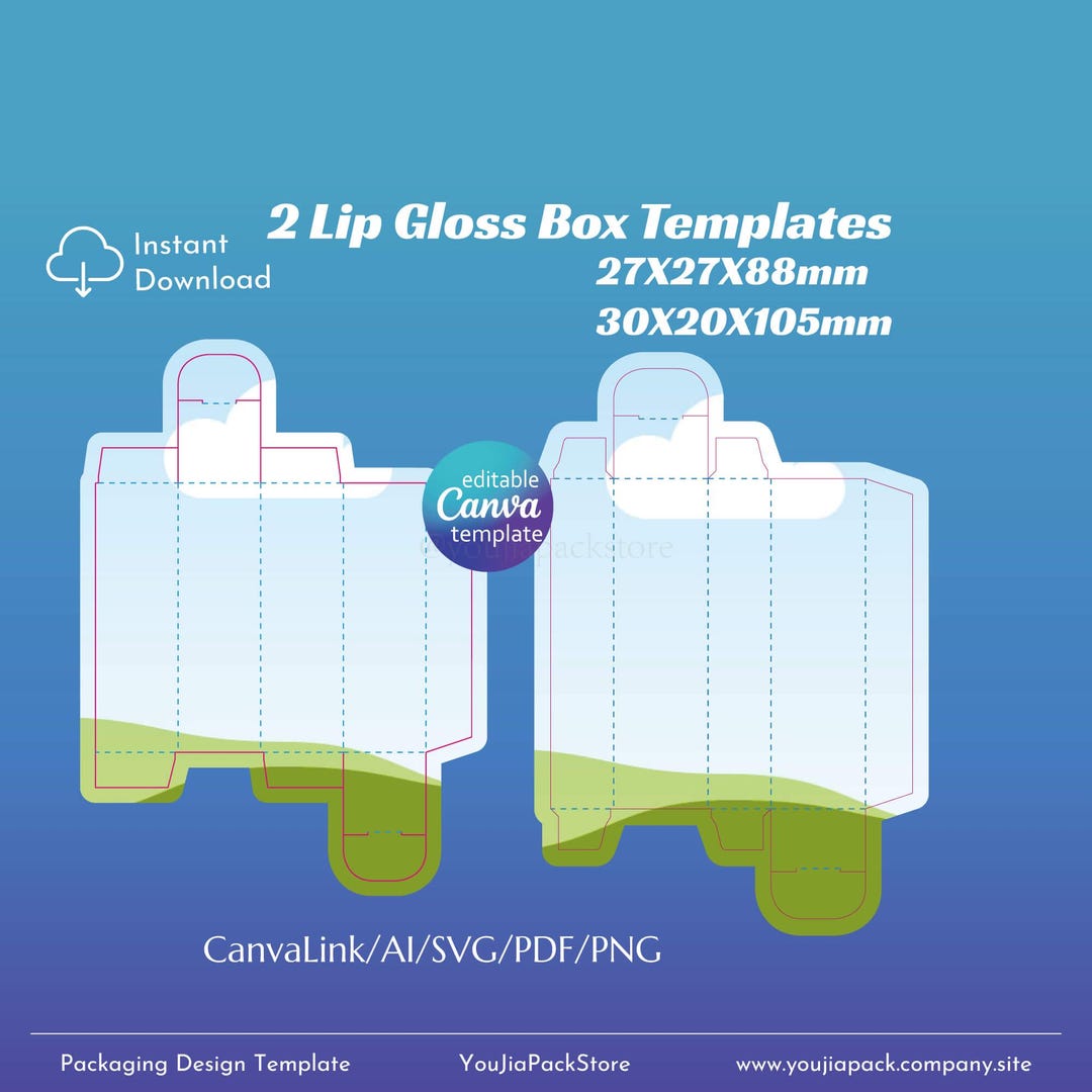 Lip Gloss Box Template, Editable Packaging Design (canva, Ai, Svg, Pdf ...