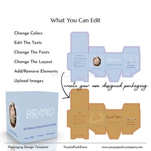 Custom Editable Candle Box Design Template, Canva Template, 10x10x10cm ...