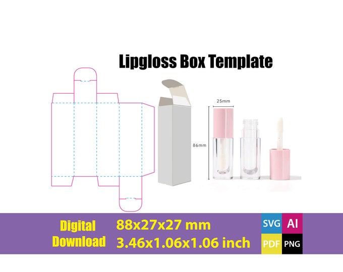 6ml Lipgloss Box Template, Canva Box Template, Box Template, Lipstick ...