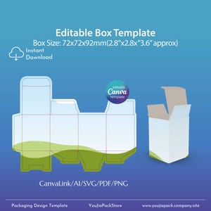 Editable Candle Box Template, 7.2x7.2x9.2cm(2.8"x2.8"x3.6"), Jar Box ...