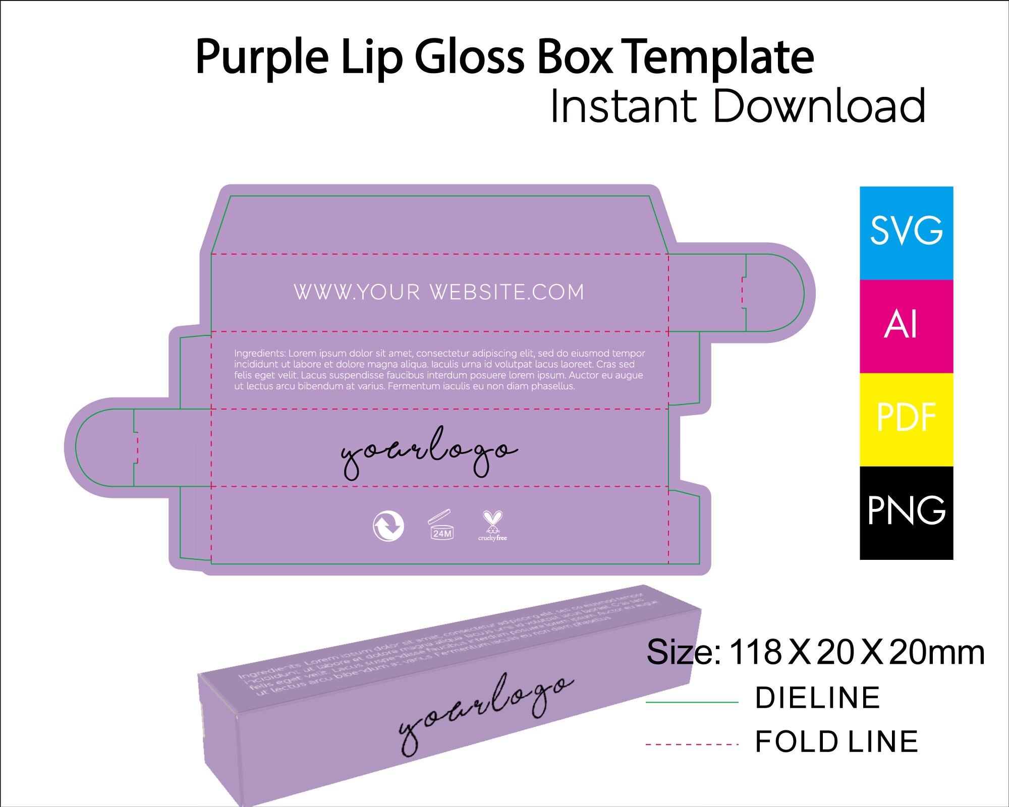 Paper Design & Templates Lipstick Box Template DIY gift box package ...