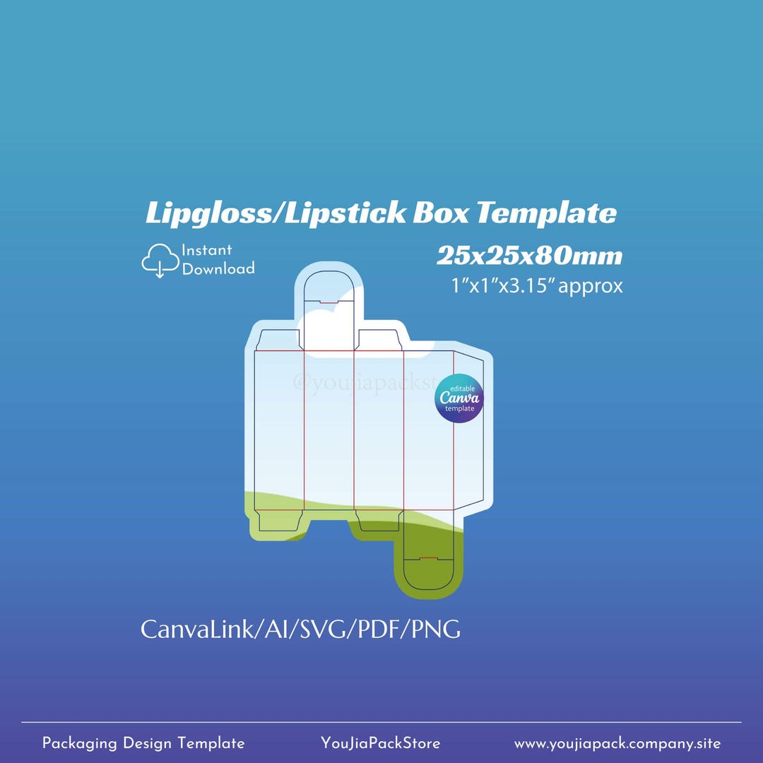 Editable Lip Gloss/lip Balm Lipstick/box Template, 2.5x2.5x8cm, Canva ...