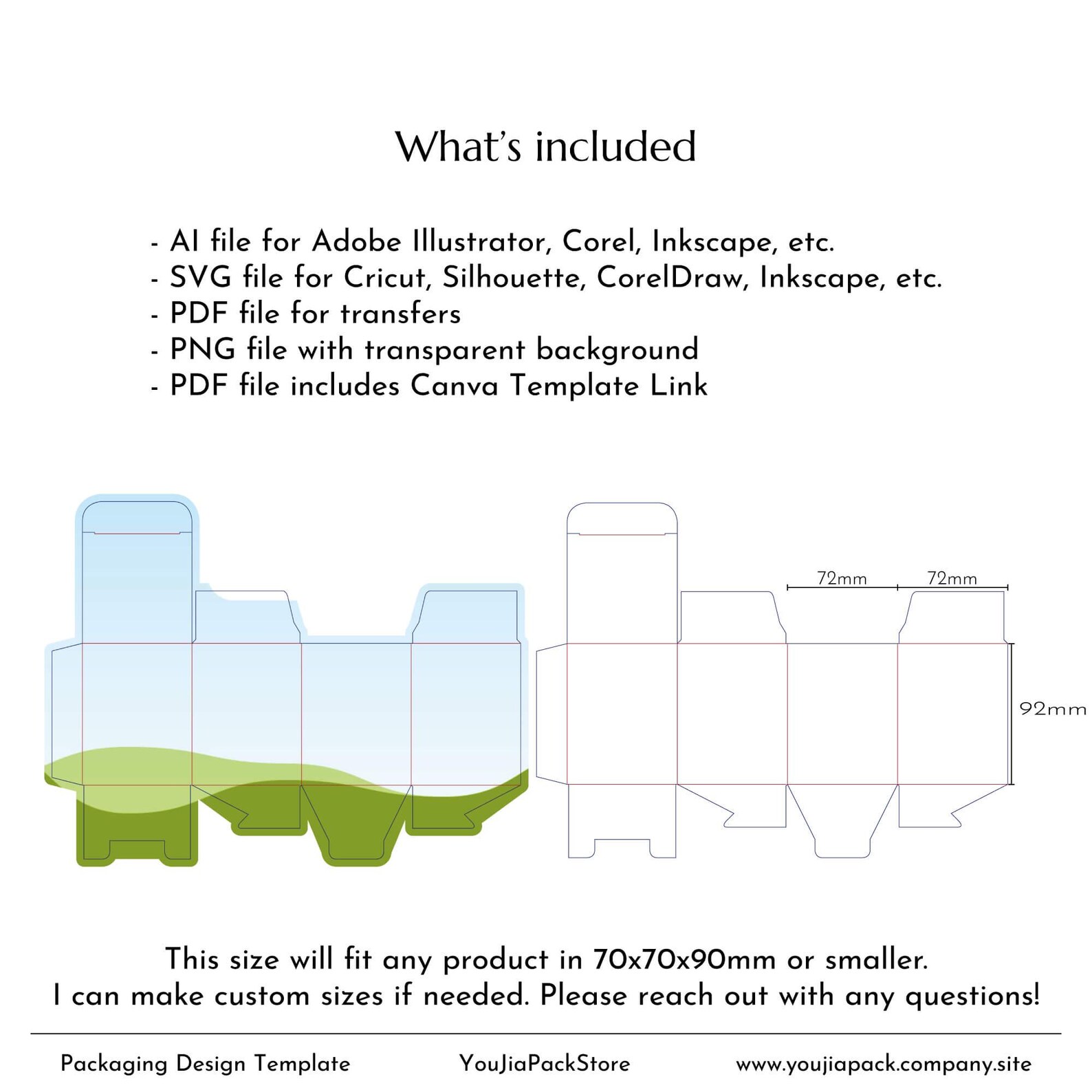 Editable Candle Box Template, 7.2x7.2x9.2cm(2.8"x2.8"x3.6"), Jar Box ...