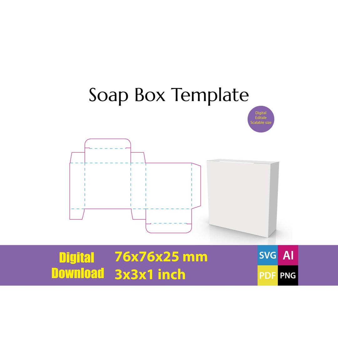 DIY Soap Box Template, Svg, Ai, Pdf, Png, 76x76x25mm - Etsy