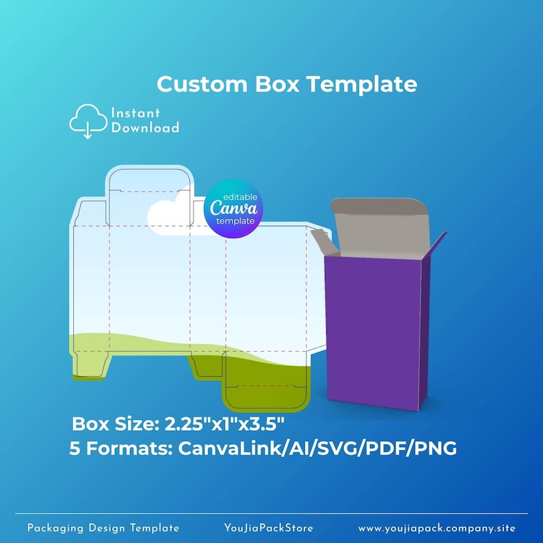 Custom Business Card Box Template | 2.25"×1"×3.5" Instant Download - Etsy