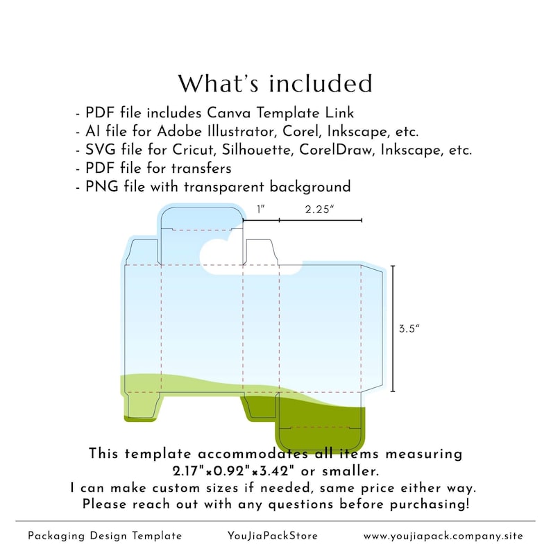 Custom Business Card Box Template | 2.25"×1"×3.5" Instant Download - Etsy