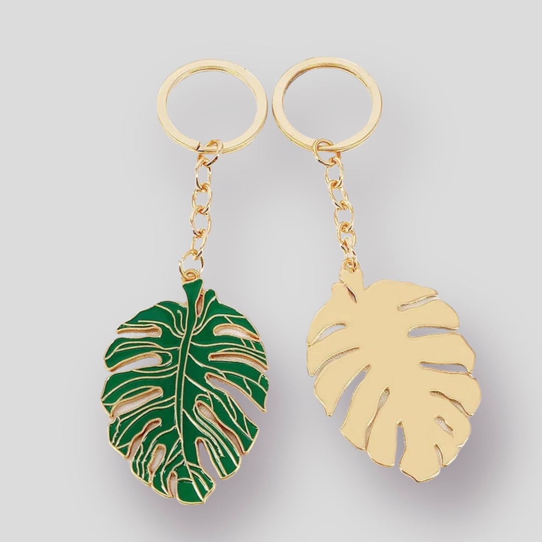 Metal Monstera Leaf Keychain Palm Leaf Keychain - Etsy