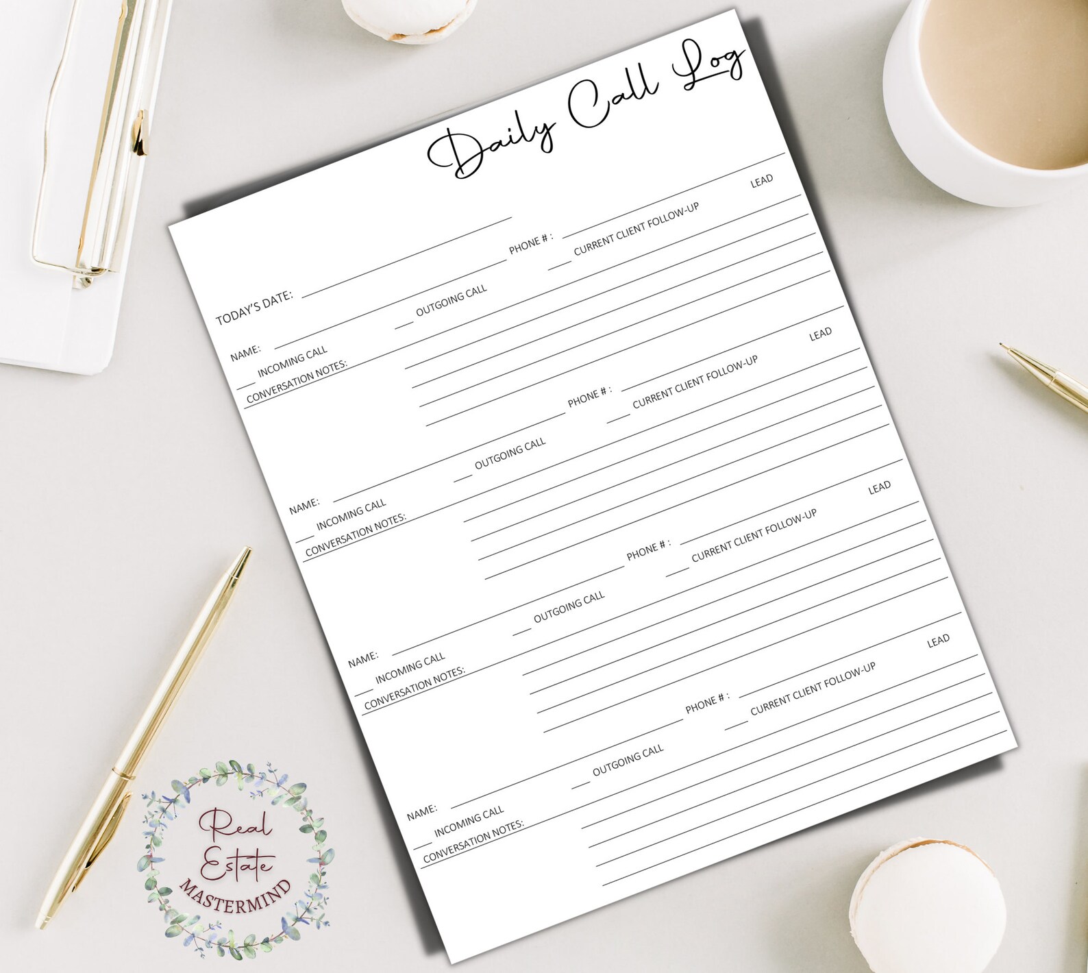 Real Estate Daily Call Log | Printable Lead Tracker | PDF Download - Etsy
