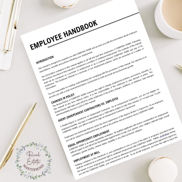 Employee Handbook Template Word - Etsy