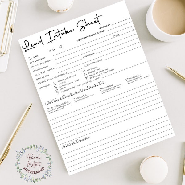 Lead Intake Sheet - Etsy