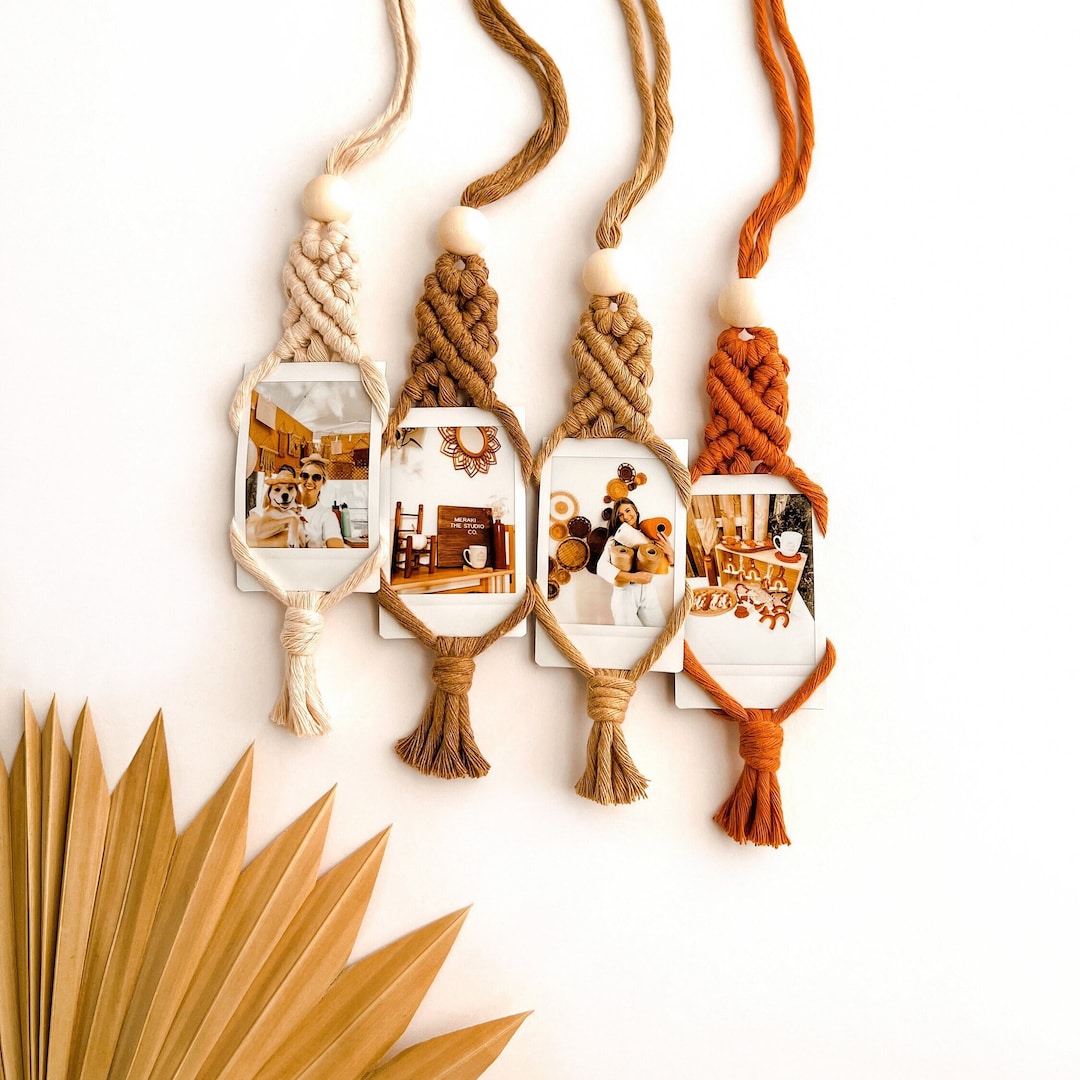 Macrame Picture Hanging Car Charm Rear View Mirror Hanger Essential Oil ...
