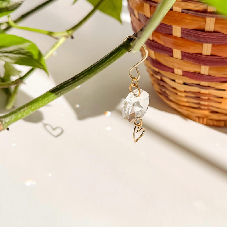 Plant Vine Charms | Hanging Suncatcher With Brass Heart | Crystal ...