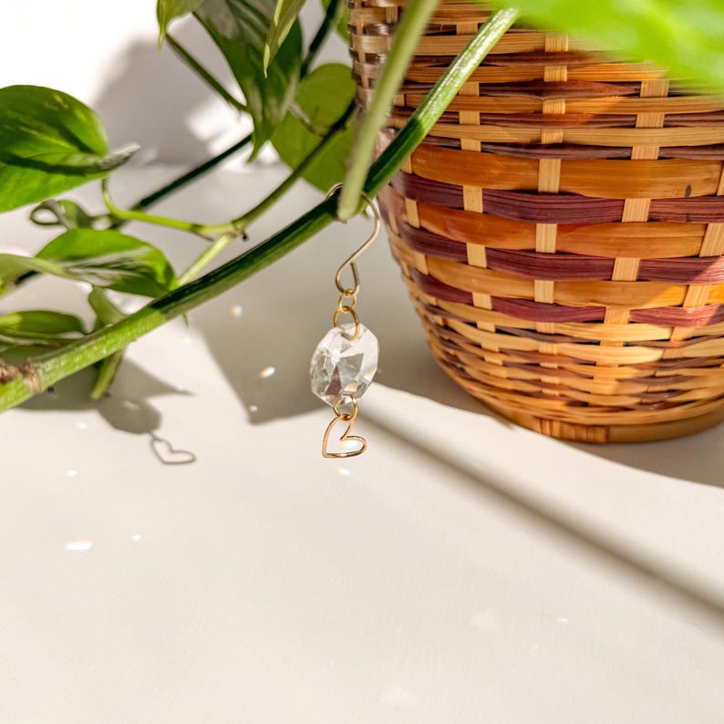 Plant Vine Charms | Hanging Suncatcher With Brass Heart | Crystal ...