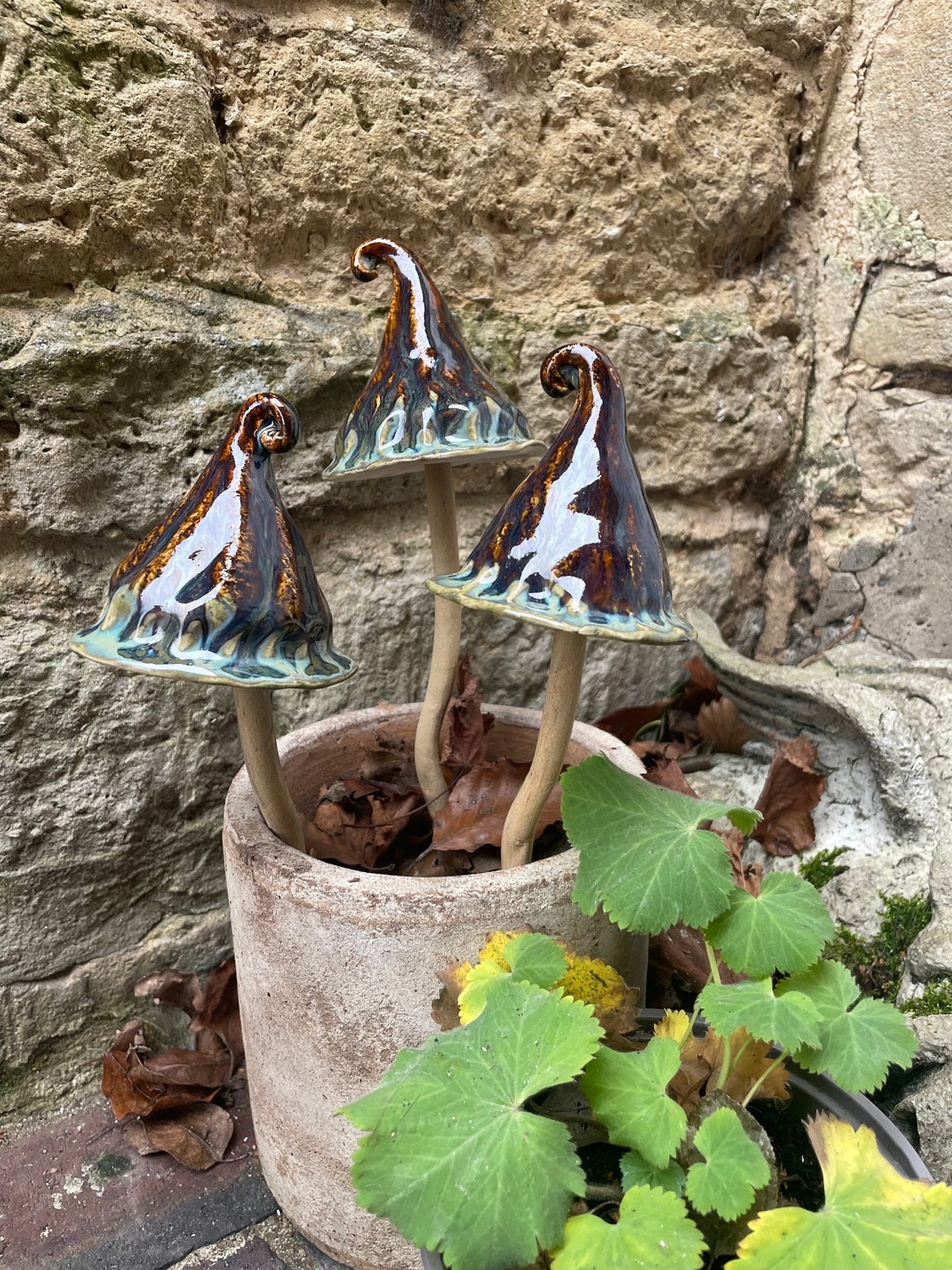 Ceramic Toadstools for the Garden, Ceramic Mushrooms, Garden Bells, Pottery Mushrooms, Pottery ...