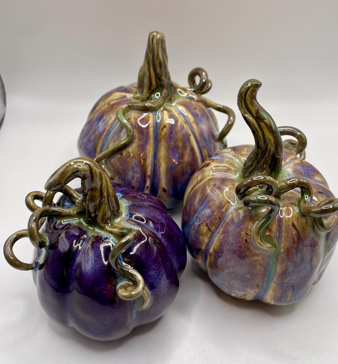 Handmade Ceramic Pumpkin: Purple Pottery Halloween Decor, Autumn/fall ...