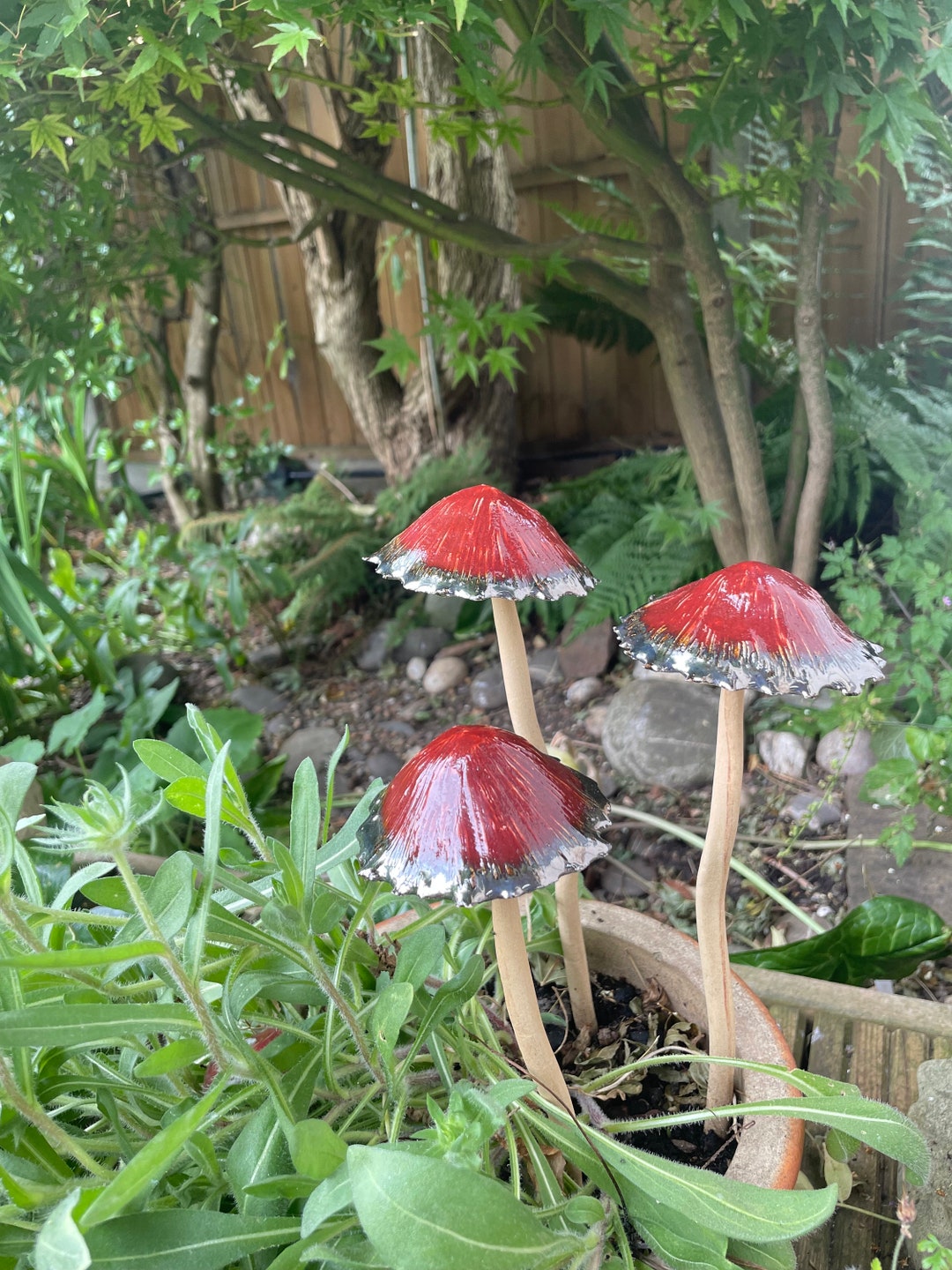 Ceramic Toadstools for the Garden, Ceramic Mushrooms, Garden Bells, Pottery Mushrooms, Pottery ...