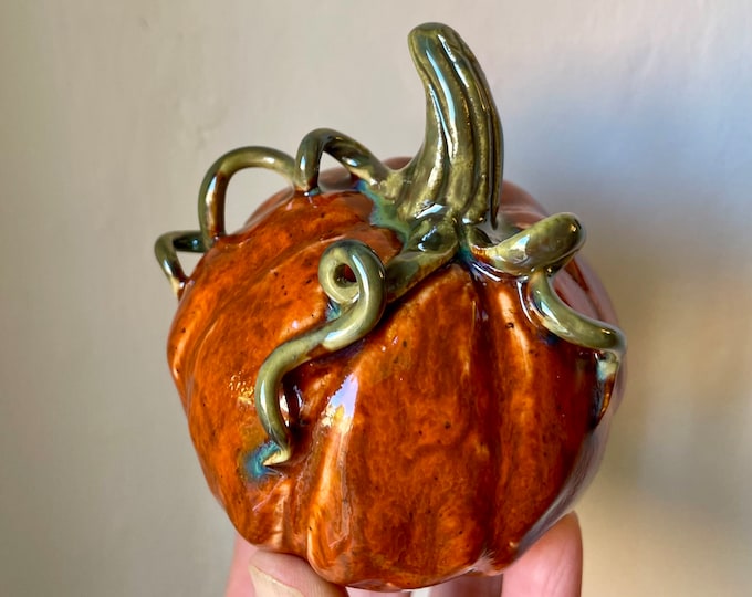 Ceramic Pumpkin, Handmade Pottery Pumpkin, Pretty Pumpkin Ornament ...
