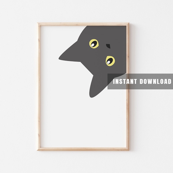 Gray Cat Print - Etsy