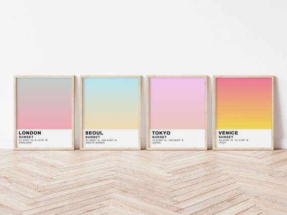 Set of 4 City Travel Poster Print Digital Download London | Etsy