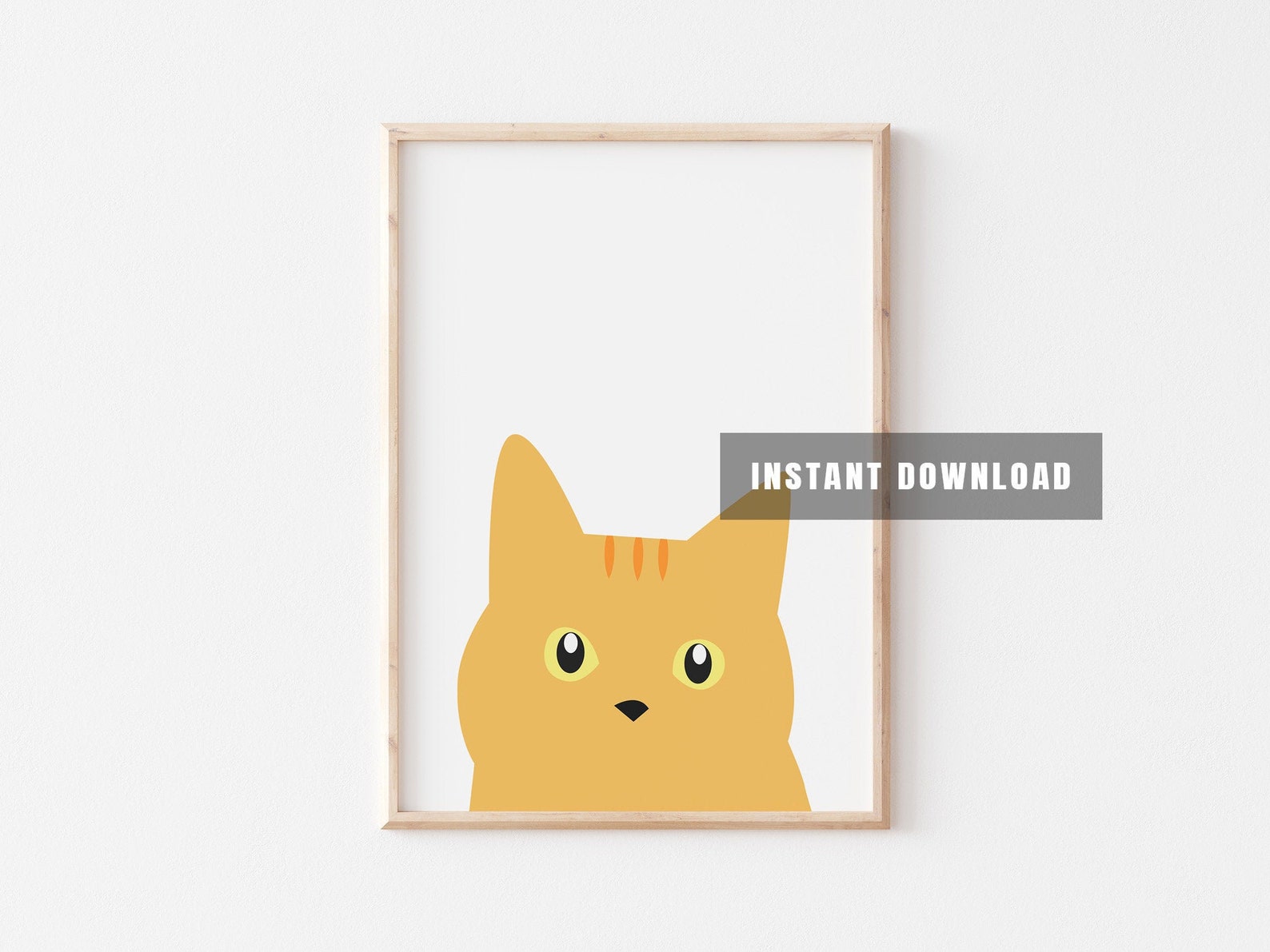 Orange Cat Poster Wall Art Print, Cat Portrait Minimalist Poster ...
