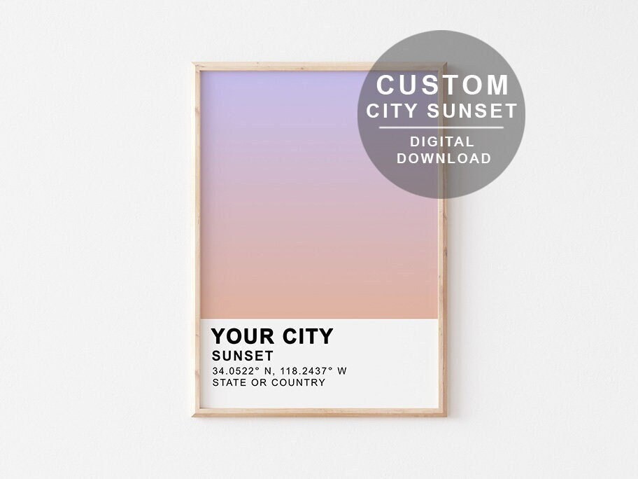 Custom City Sunset Print Wall Art Custom City Travel Print Art Your ...