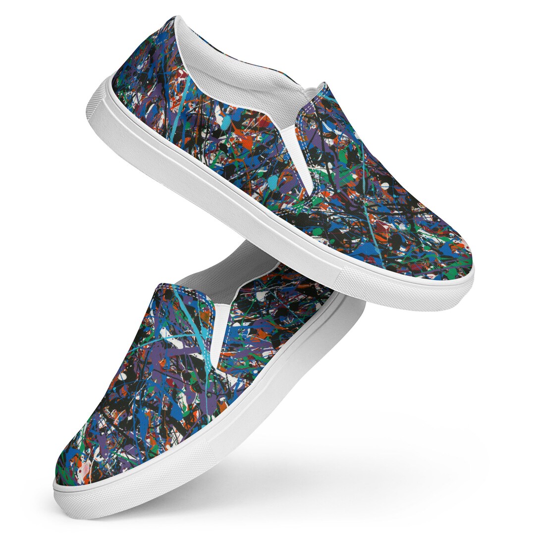 Women’s Original Abstract Artwork Canvas Slip-ons - Etsy
