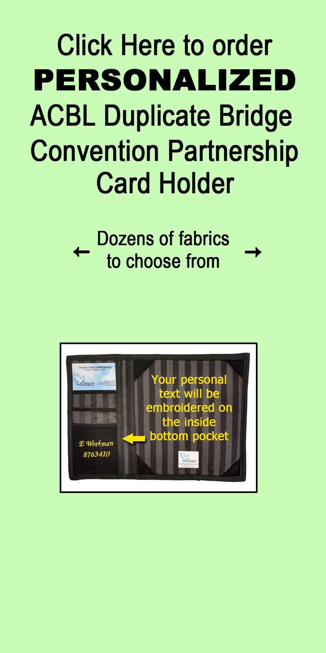 PERSONALIZED Bridge Convention Card Holder - Etsy