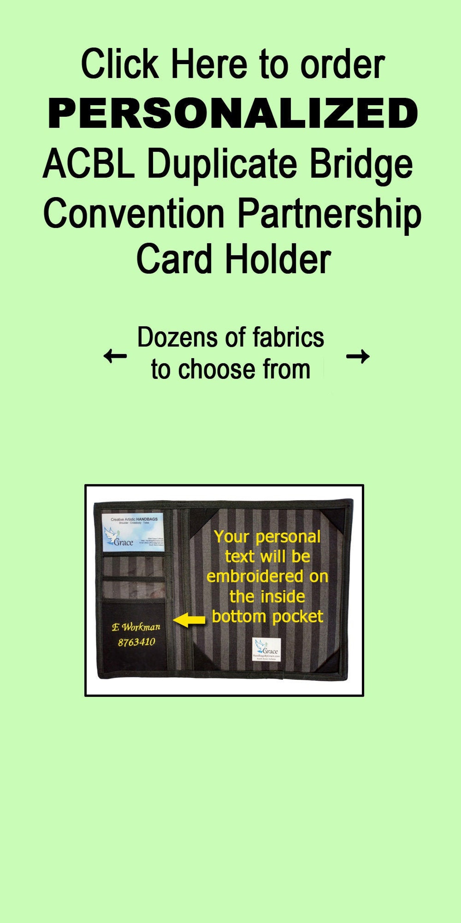 PERSONALIZED Bridge Convention Card Holder - Etsy