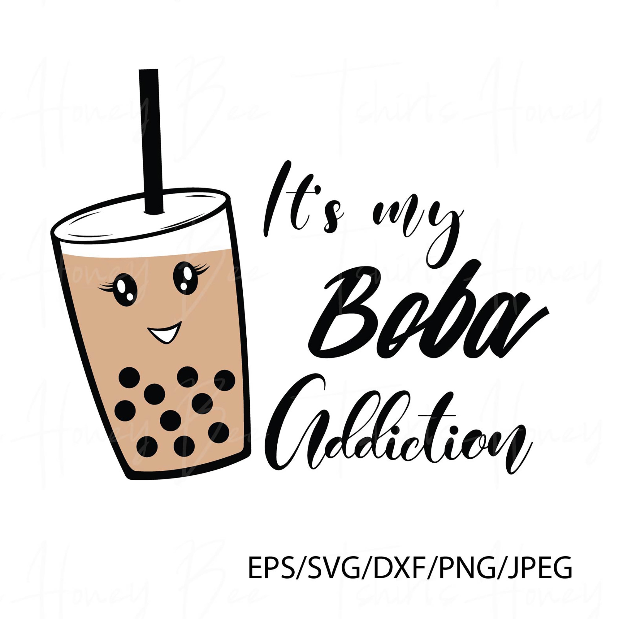 Cute Boba Tea Cup, SVG Cut File for Cricut, EPS Illustration of Boba ...