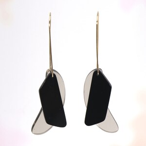 Blobby Light Bronze-black Earrings, Dangle Acrylic Earrings, Gold ...
