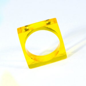 Colorful Modern Ring, Transparent Yellow Ring, Acrylic Ring, Stackable ...