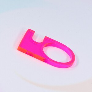 Neon Pink Acrylic Ring, Bright Acrylic Ring, Statement Ring, Stackable ...