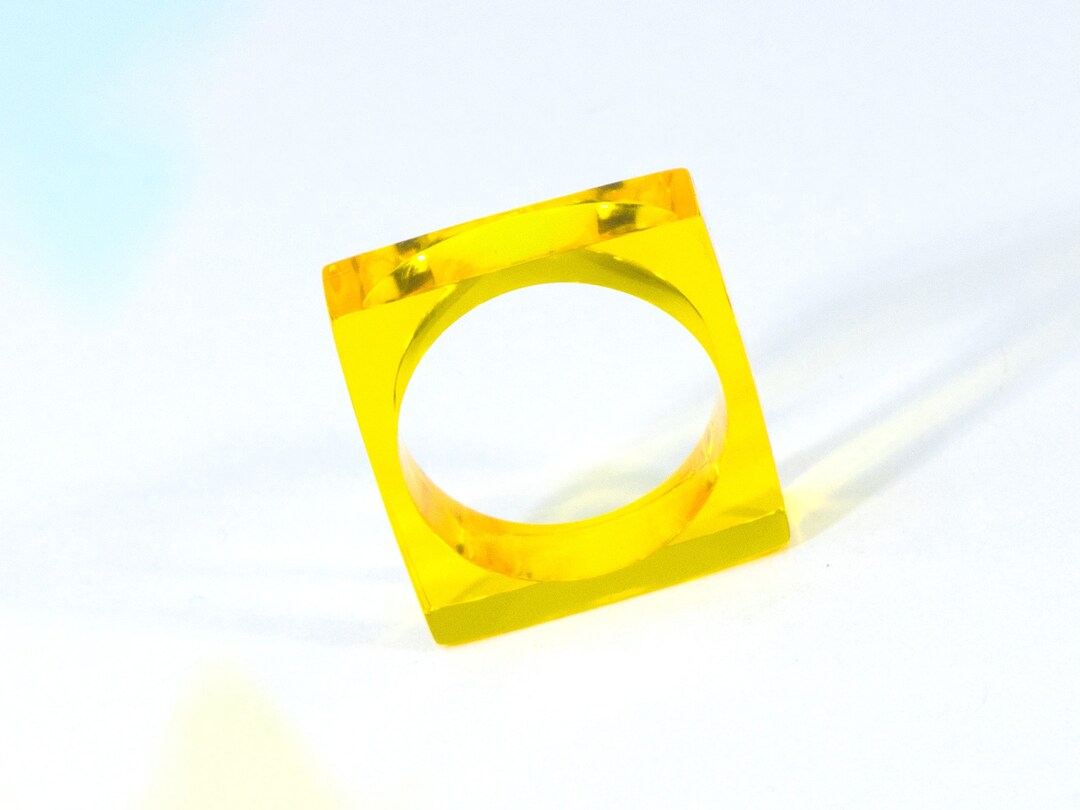 Colorful Modern Ring, Transparent Yellow Ring, Acrylic Ring, Stackable ...