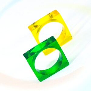 Colorful Modern Ring, Transparent Yellow Ring, Acrylic Ring, Stackable ...