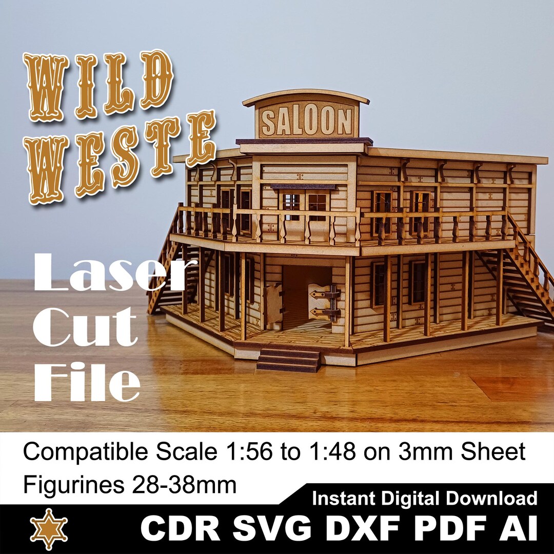 Wild West Saloon Laser Cut Engraving Files SVG | DXF | CDR | Ai | Pdf ...