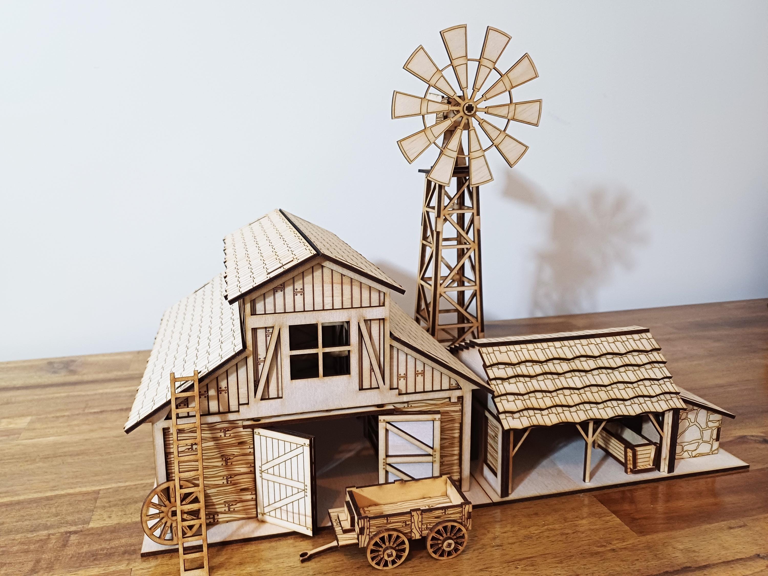 Wild West Wind Mill Farm Stables Granary House Laser Cut Files SVG ...