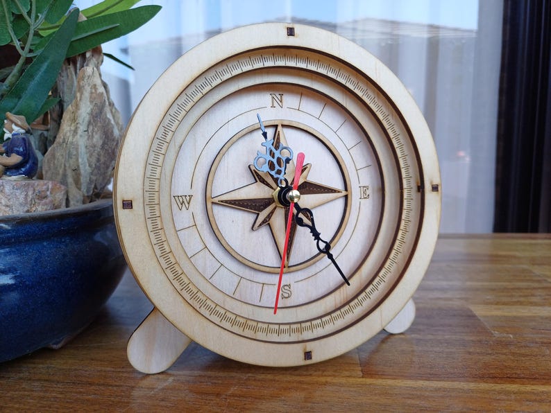 15cm Wooden Desk Clock Modern DIY Kit Gift Table Benchtop Decor ...