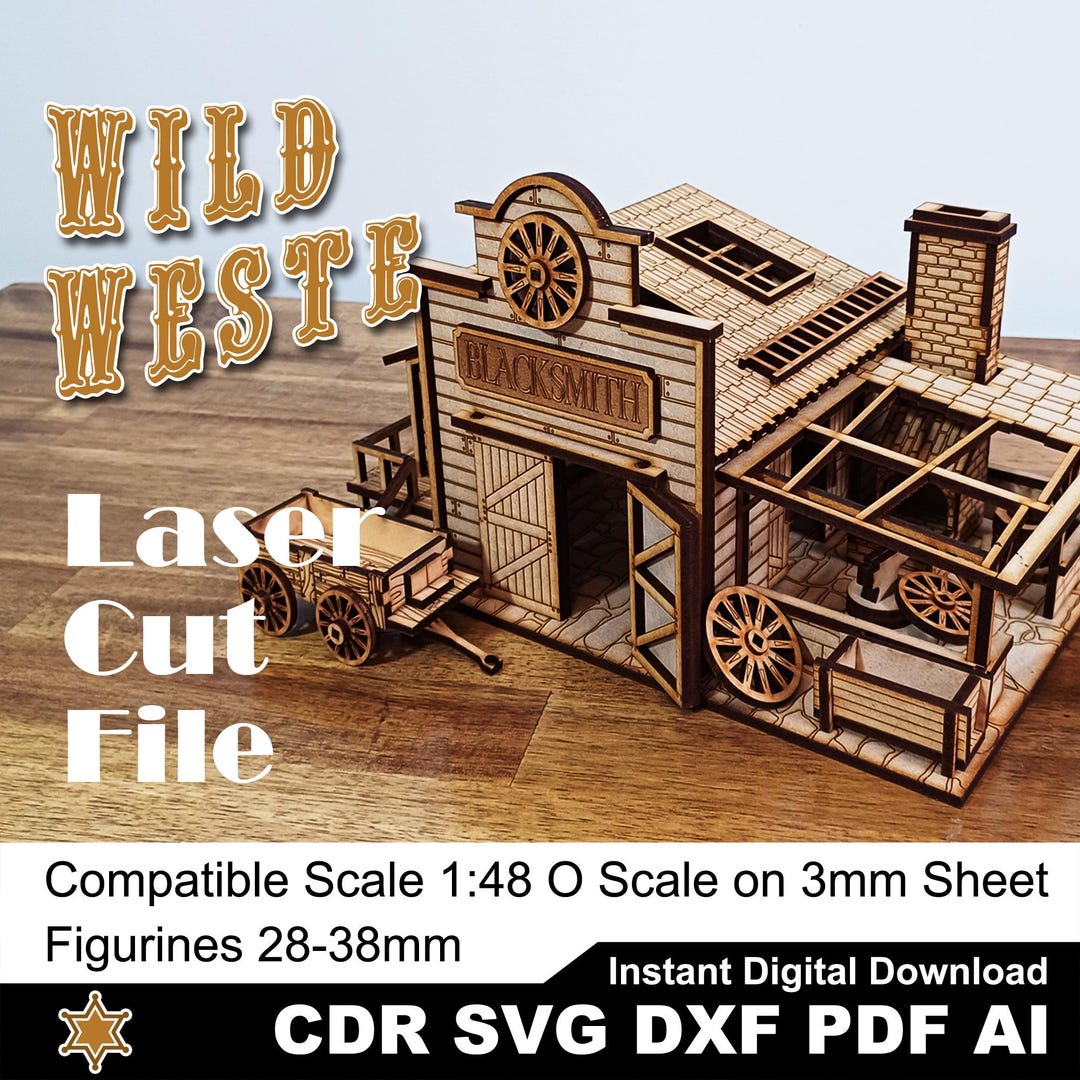 Wild West Black Smith Laser Cut Engraving Files SVG | DXF | CDR | Ai ...