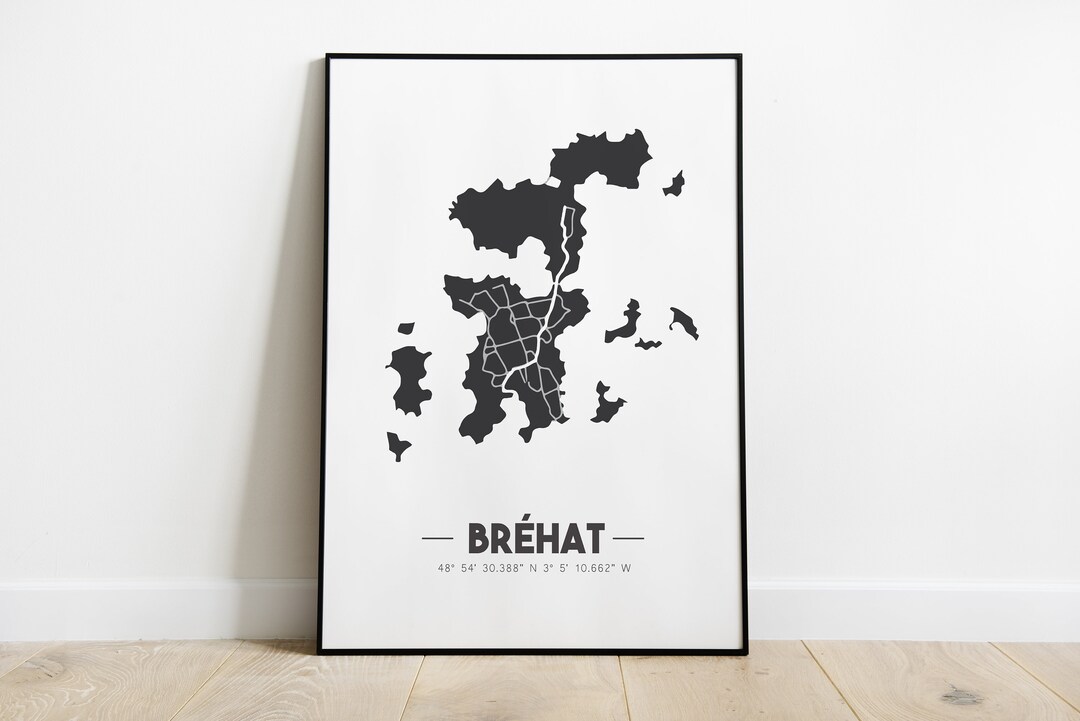 Map of the Island of Bréhat Minimalist Poster Brittany Map Île De ...