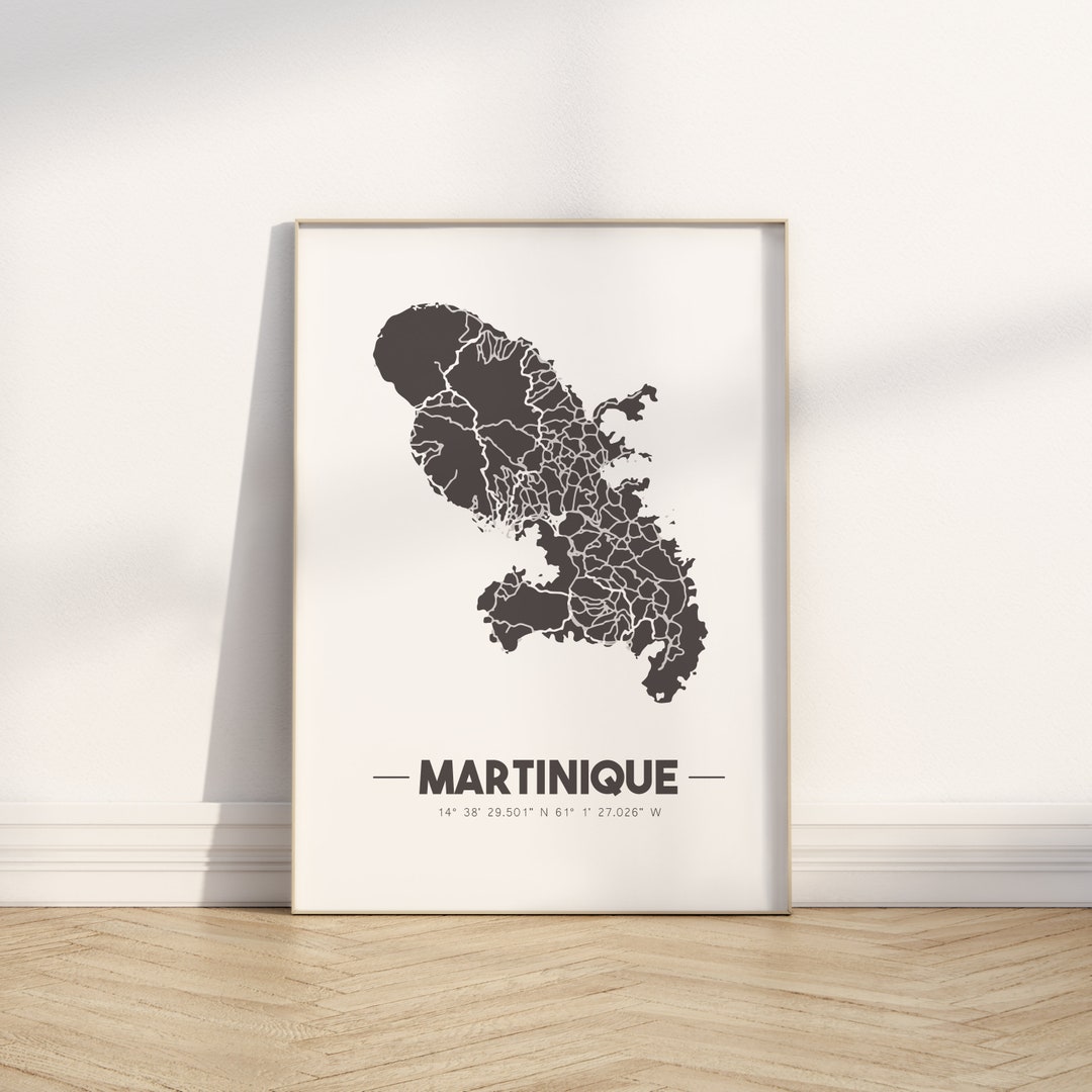 Poster Map Martinique Personalized Caribbean Map Minimalist Travel ...