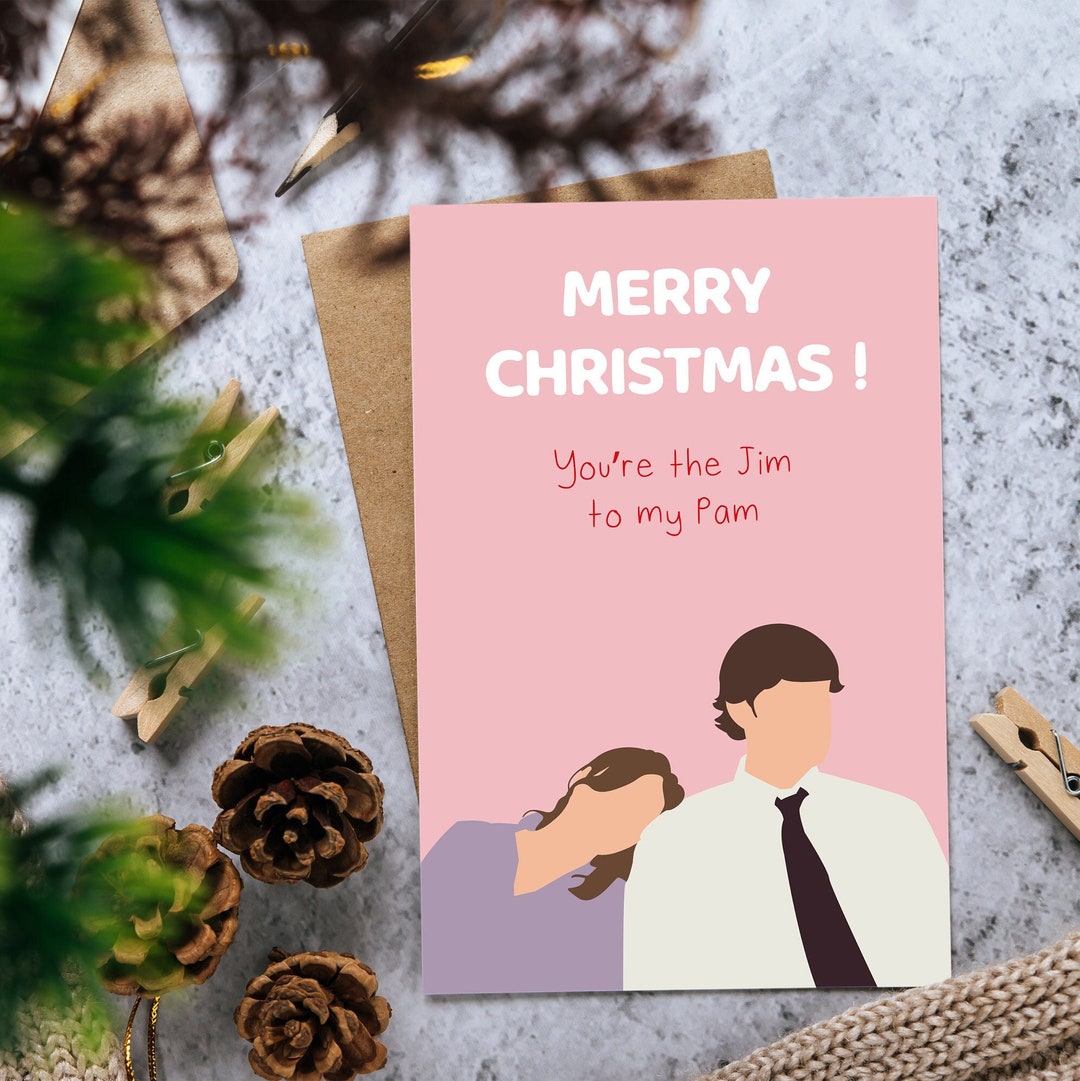 Jim and Pam the Office Christmas Card Funny the Office Greeting Card ...