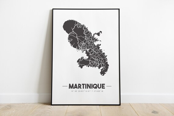 Poster Map Martinique Personalized Caribbean Map - Etsy