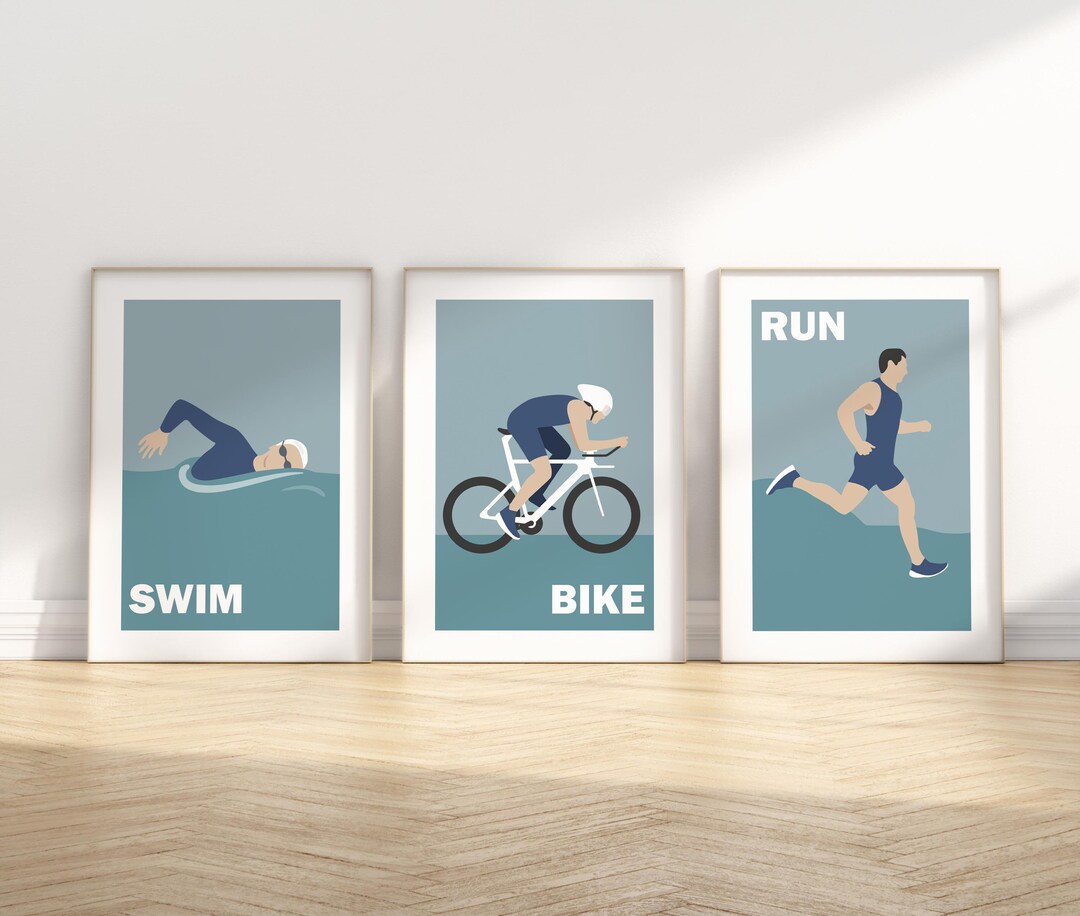 Set of 3 Triathlon Posters Triathlon Posters Swimming, Running, Cycling ...