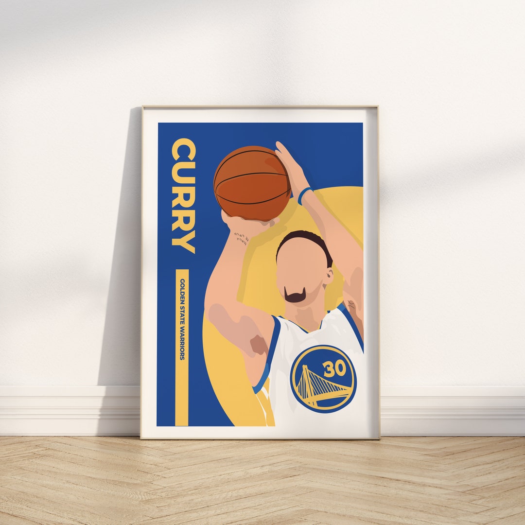 Stephen Curry Poster NBA Basketball Poster Warriors Illustration Golden ...